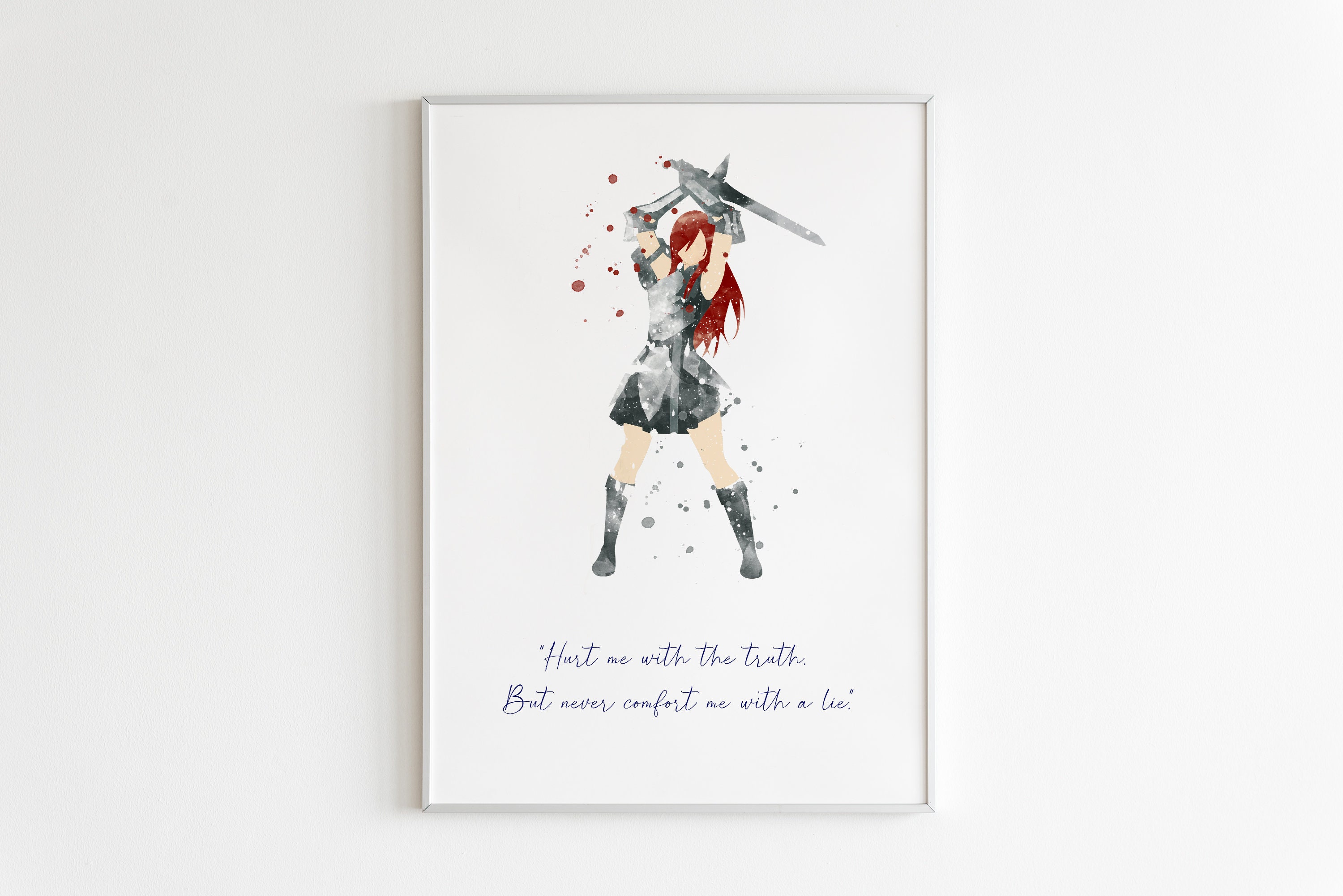 Erza Scarlet Quote POSTER: Watercolor Wall Art Fairy Tail Art - Etsy