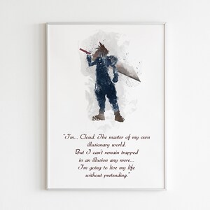 Cloud Strife Quote POSTER: Watercolor Wall Art, Final Fantasy Art Decor ...