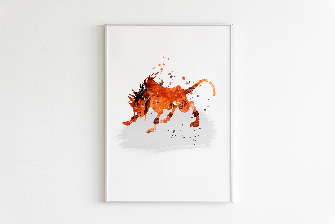 Red XIII POSTER II: Watercolor Wall Art, Final Fantasy Art Decor, Game ...