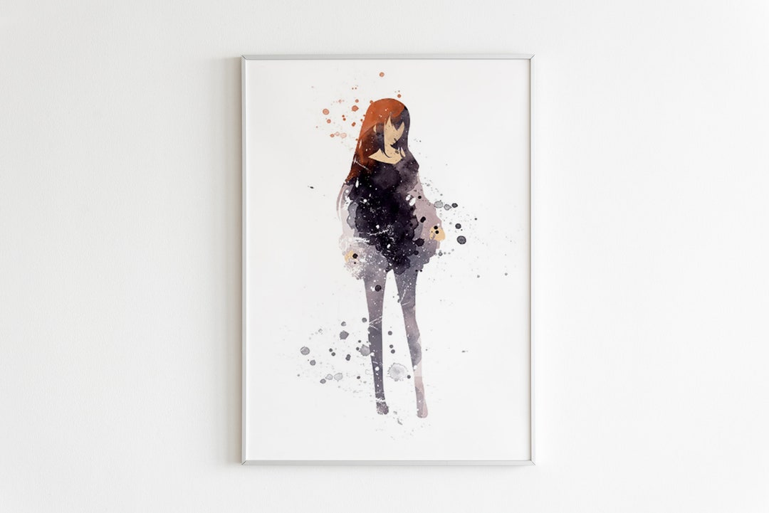 Kurisu Makise POSTER: Watercolor Wall Art, Steinsgate Art Decor, Manga ...