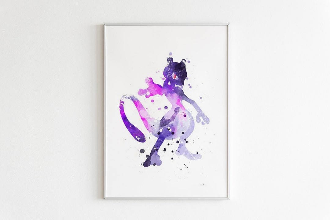 Mewtwo POSTER: Watercolor Wall Art Pokemon Art Decor Manga - Etsy