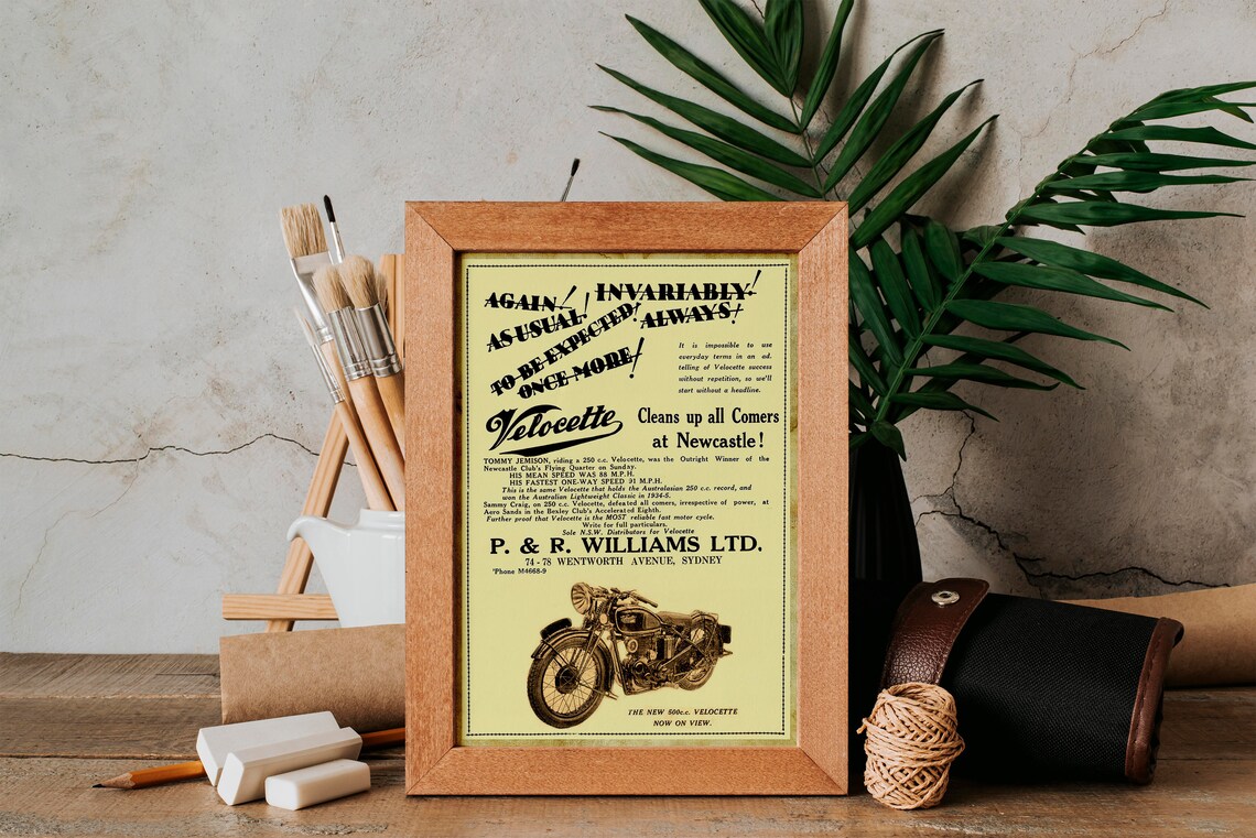 Velocette Motorcycle POSTER: Reproduction of Vintage - Etsy
