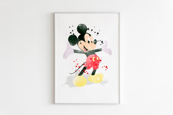 Mickey Mouse POSTER: Watercolor Wall Art Disney Art Decor - Etsy
