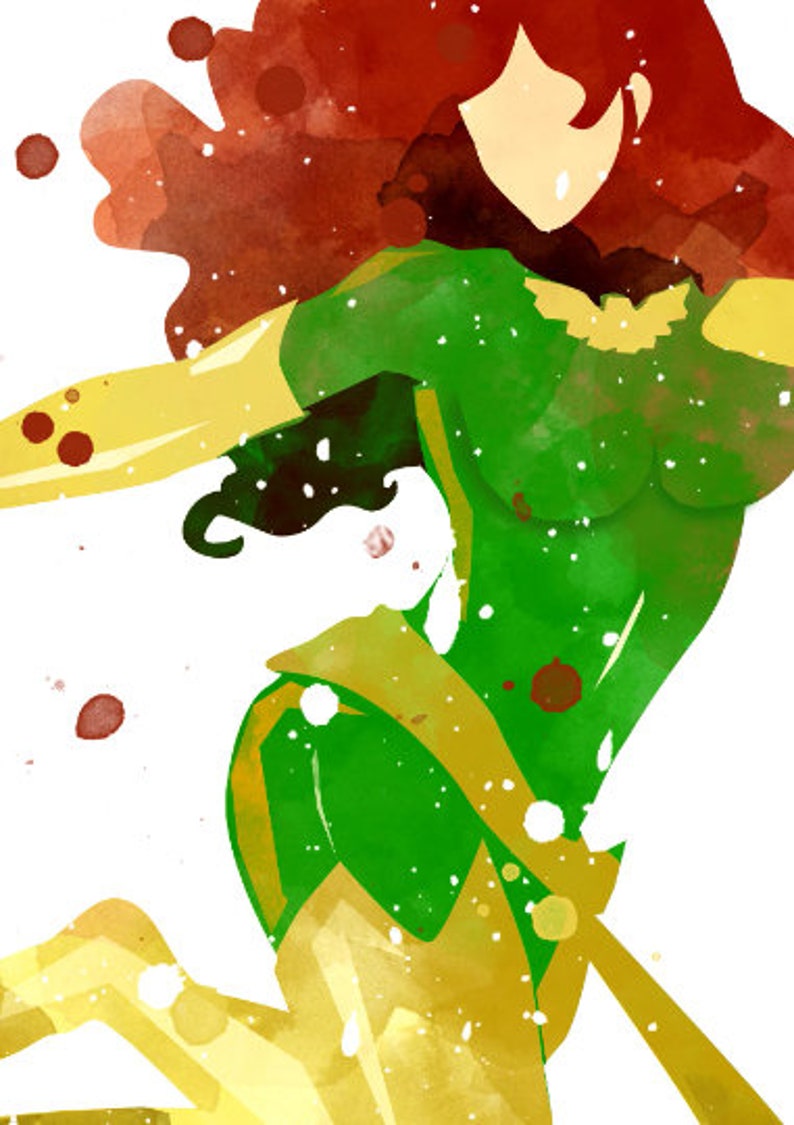 Jean Grey POSTER: Watercolor Wall Art Marvel Comics Art - Etsy