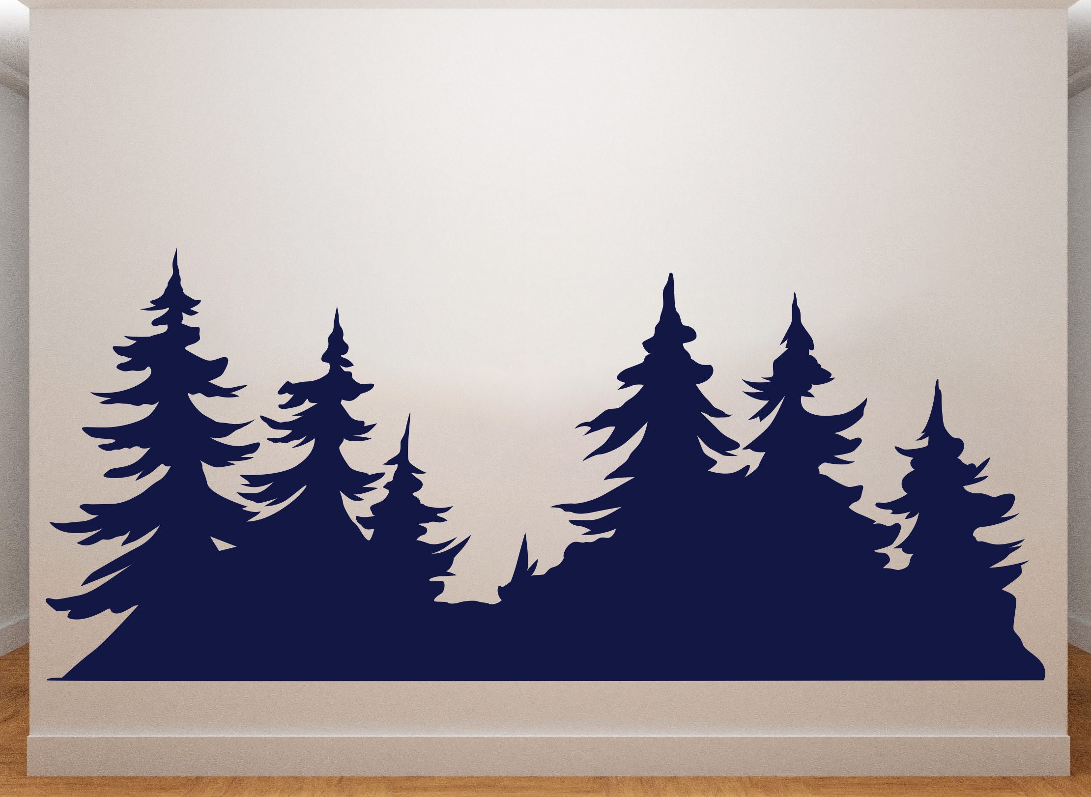 Pine Trees Wall Decal. Trees Wall Decal. Cristmas Tree Wall | Etsy