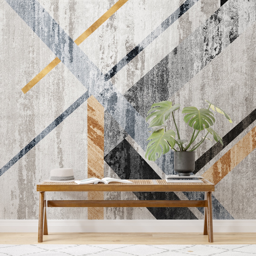 Abstract Mural/ Geometric Wall Mural/ Removable Wallpaper/ Modern Wall ...