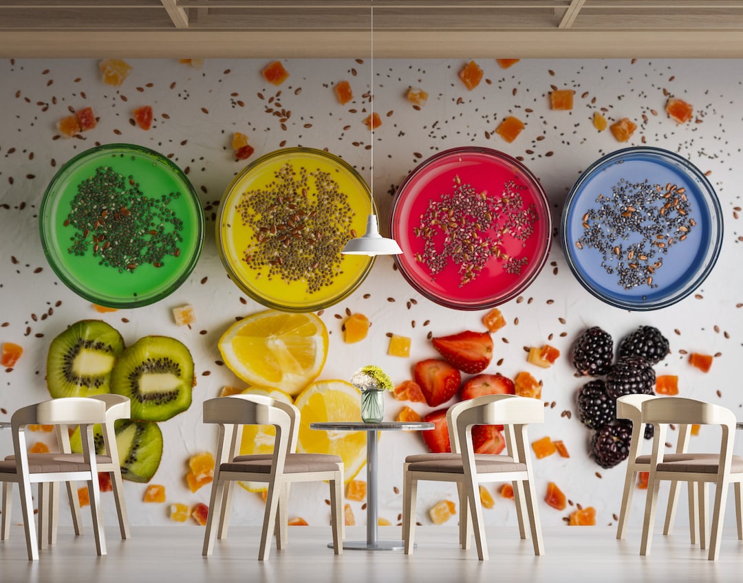 Fruit Drink Wall Mural/ Bar Wall Sticker/ Wall Mural Fruit Cocktail ...