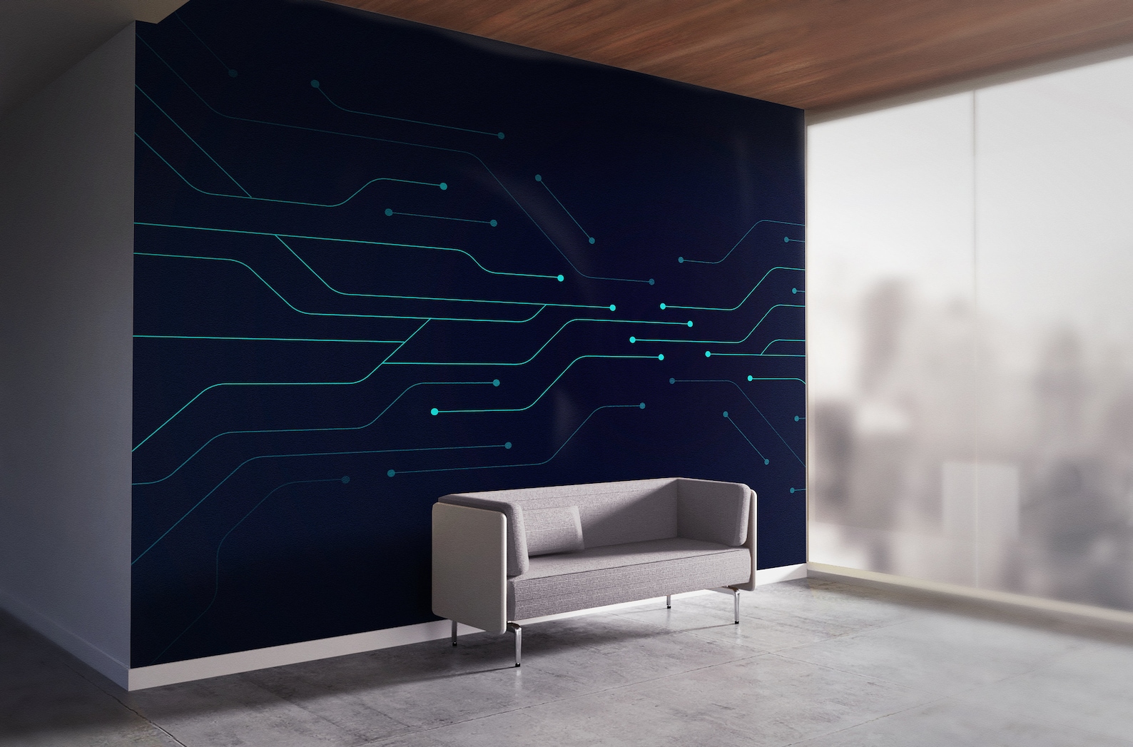 Circuit Board Office Wall Decal/ Gamer Room Decal/ Business Wall Mural ...