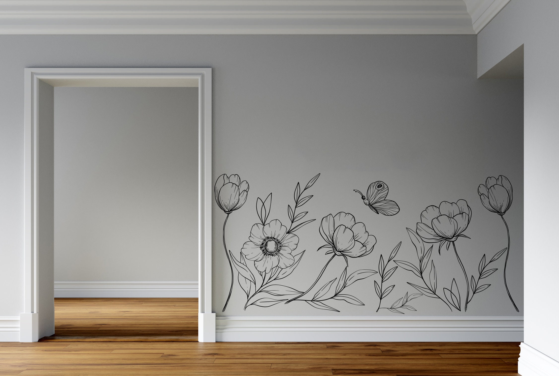 Flowers Wall Decal/ Flowers Wall Decal/ Flower Decals Wall - Etsy