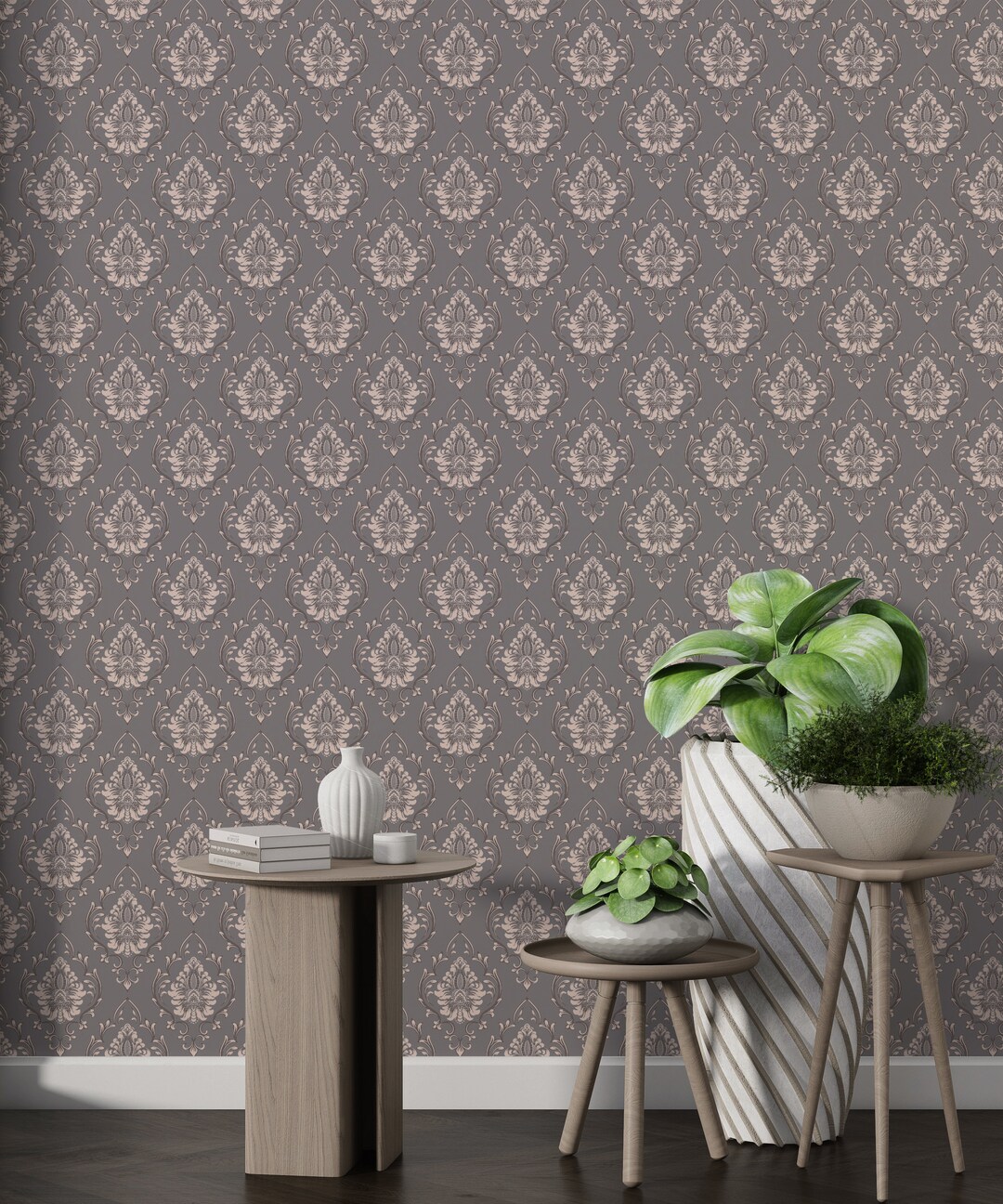 Damask Wallpaper/ Damask Pattern Wall Decal/ Vintage Removable ...