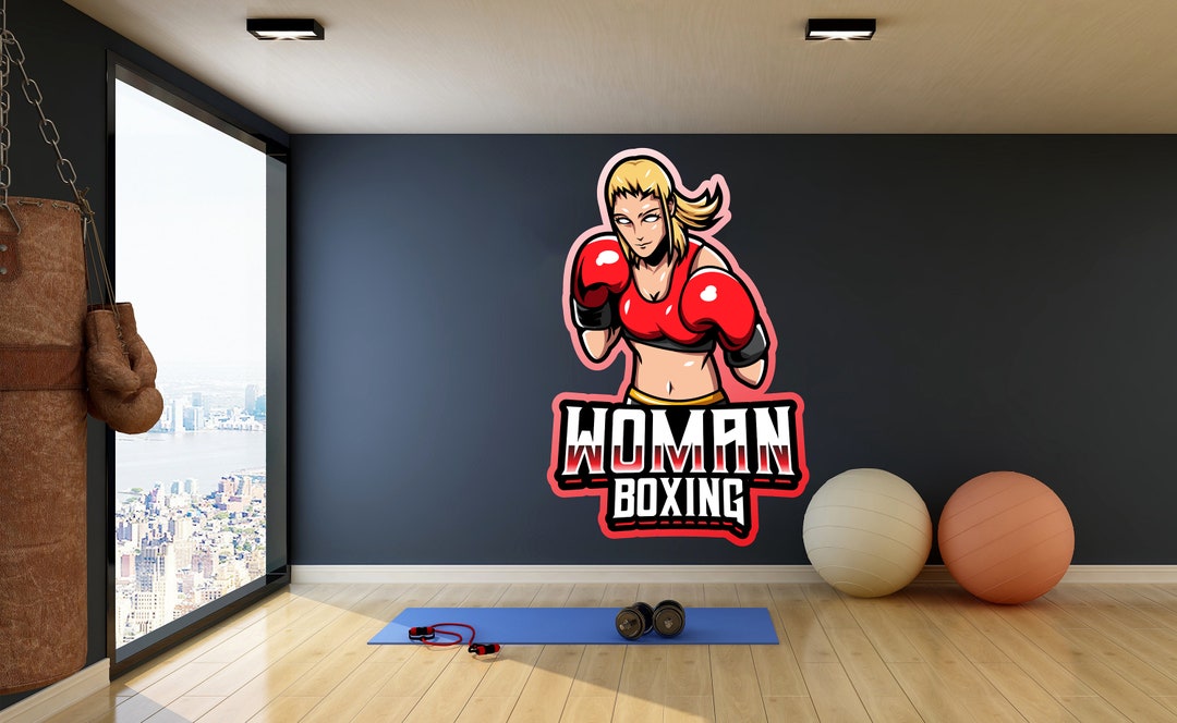 Woman Boxing Wall Decal/ Fitness Girl Decor/ Fitness Girl Wall Decal ...