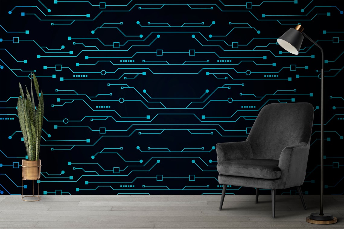 Circuit Board Office Wall Decal/ Gamer Room Decal/ Business Wall Mural ...