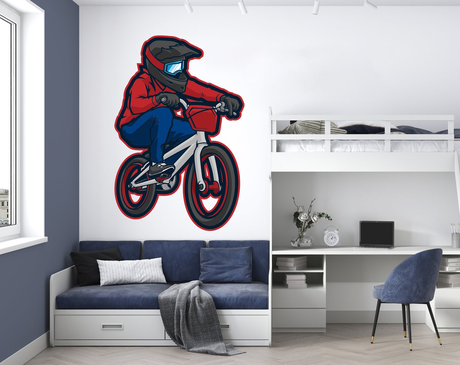 BMX Wall Decal/ BMX Wall Decor/ Mountain Bike Wall Decall/ - Etsy