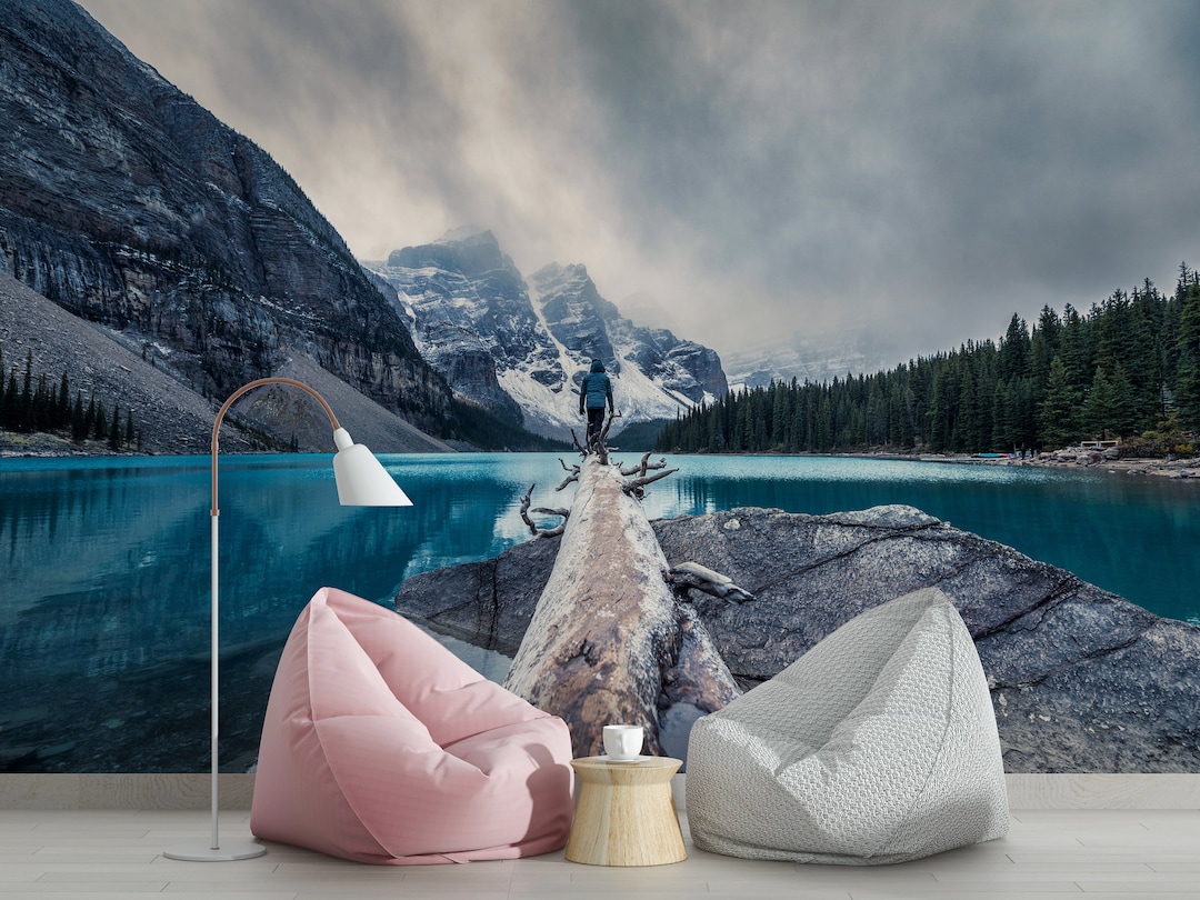 Mountain Wall Mural/ Mountain Wallpaper/ Forest Wall Mural / Nature ...