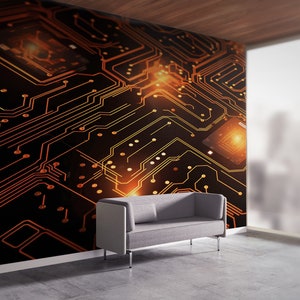 Circuit Board Office Wall Decal/ Gamer Room Decal/ Business Wall Mural ...