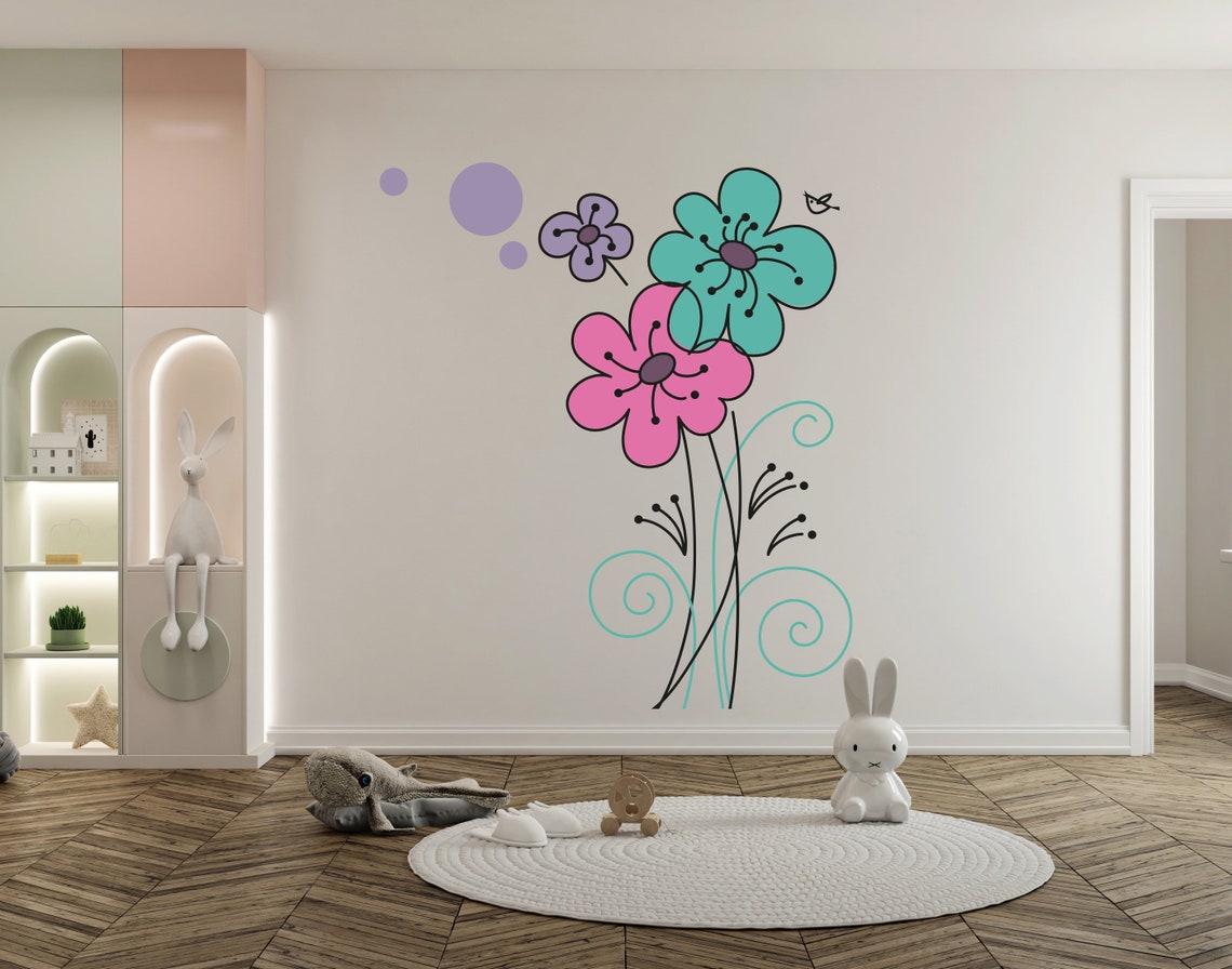 Flower Wall Decal/flowers Wall Decal/flower Decals Wall Decor/peonies ...