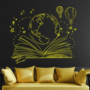 Book Wall Decal/home Interior Decor/ Library Home Interior Decor/world ...
