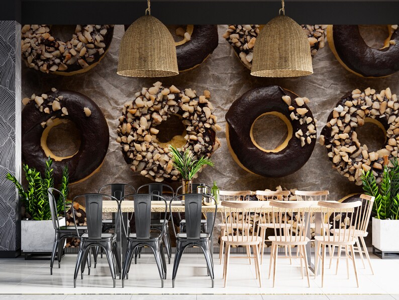 3D Donut Wall Mural/ 3D Donut Wallpaper/ Colorful Wall Mural/ Bakery ...