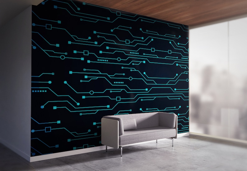 Circuit Board Office Wall Decal/ Gamer Room Decal/ Business Wall Mural ...