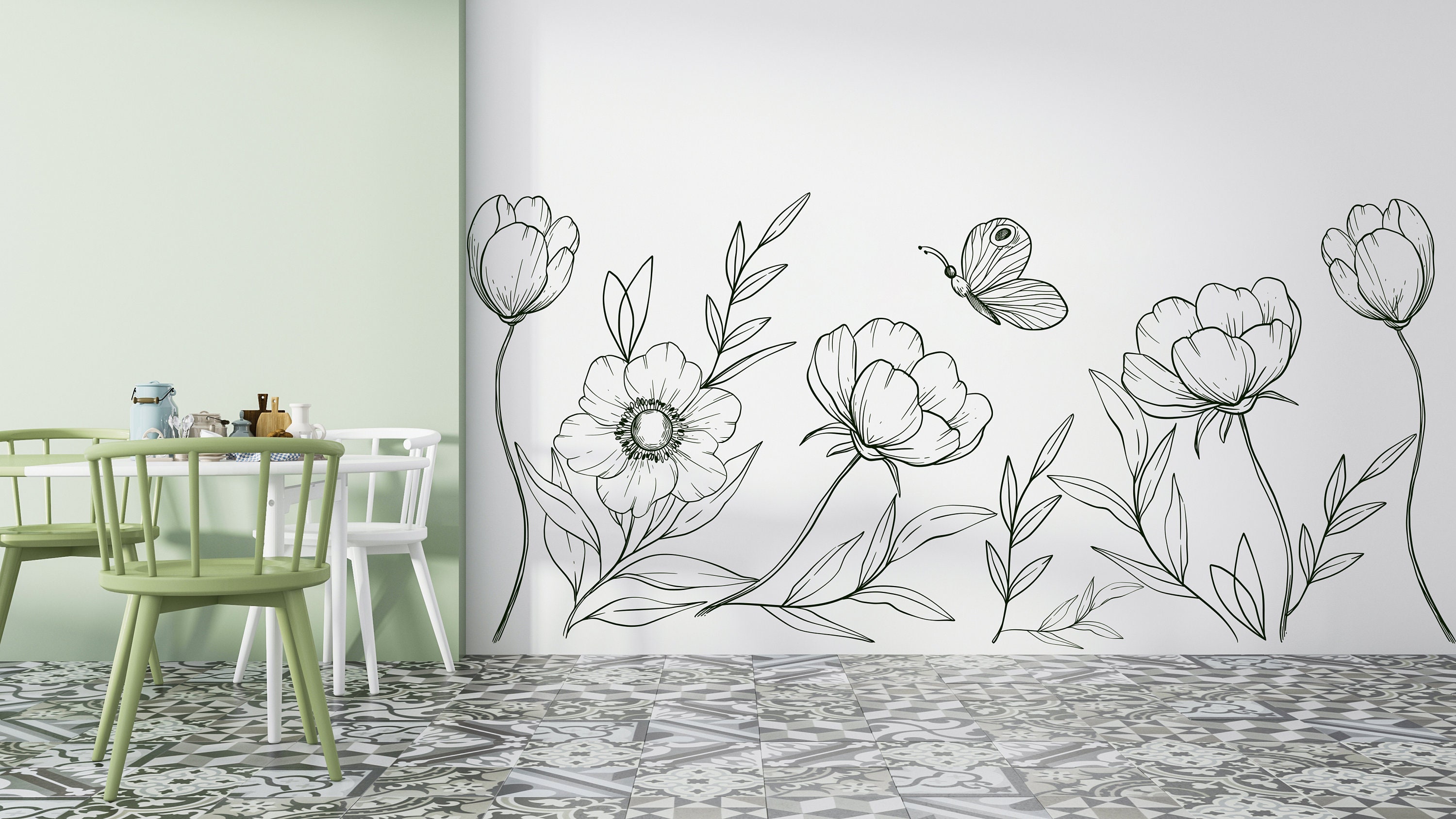 Flowers Wall Decal/ Flowers Wall Decal/ Flower Decals Wall Decor ...