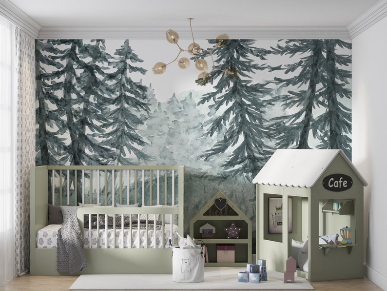 Forest Wall Mural/ Nature Wall Mural/ Spruce Forest Wall - Etsy