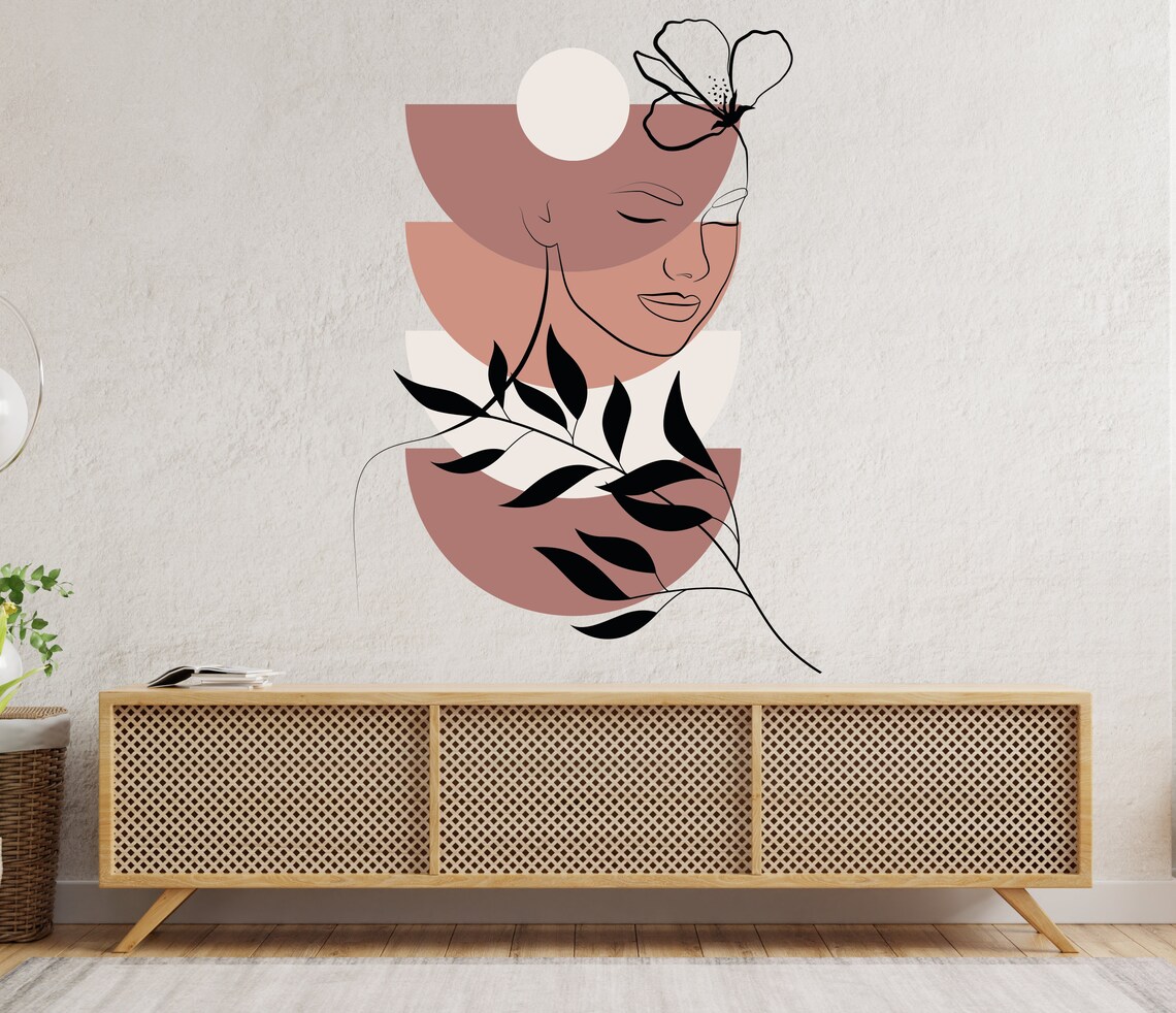Boho Wall Decal/ Woman Wall Decal/ Abstract Modern Wall Art/ - Etsy