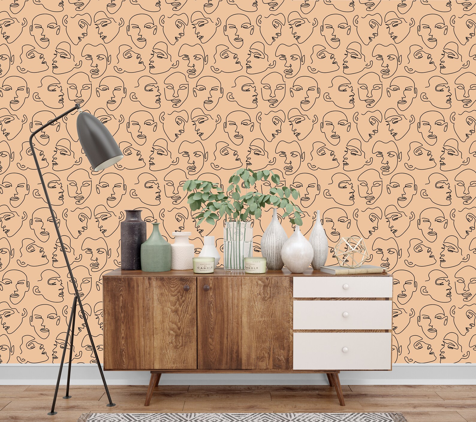 Boho Wallpaper/ Abstract Modern Wallpaper/ Beige Boho Peel and - Etsy