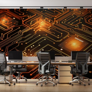Circuit Board Office Wall Decal/ Gamer Room Decal/ Business Wall Mural ...
