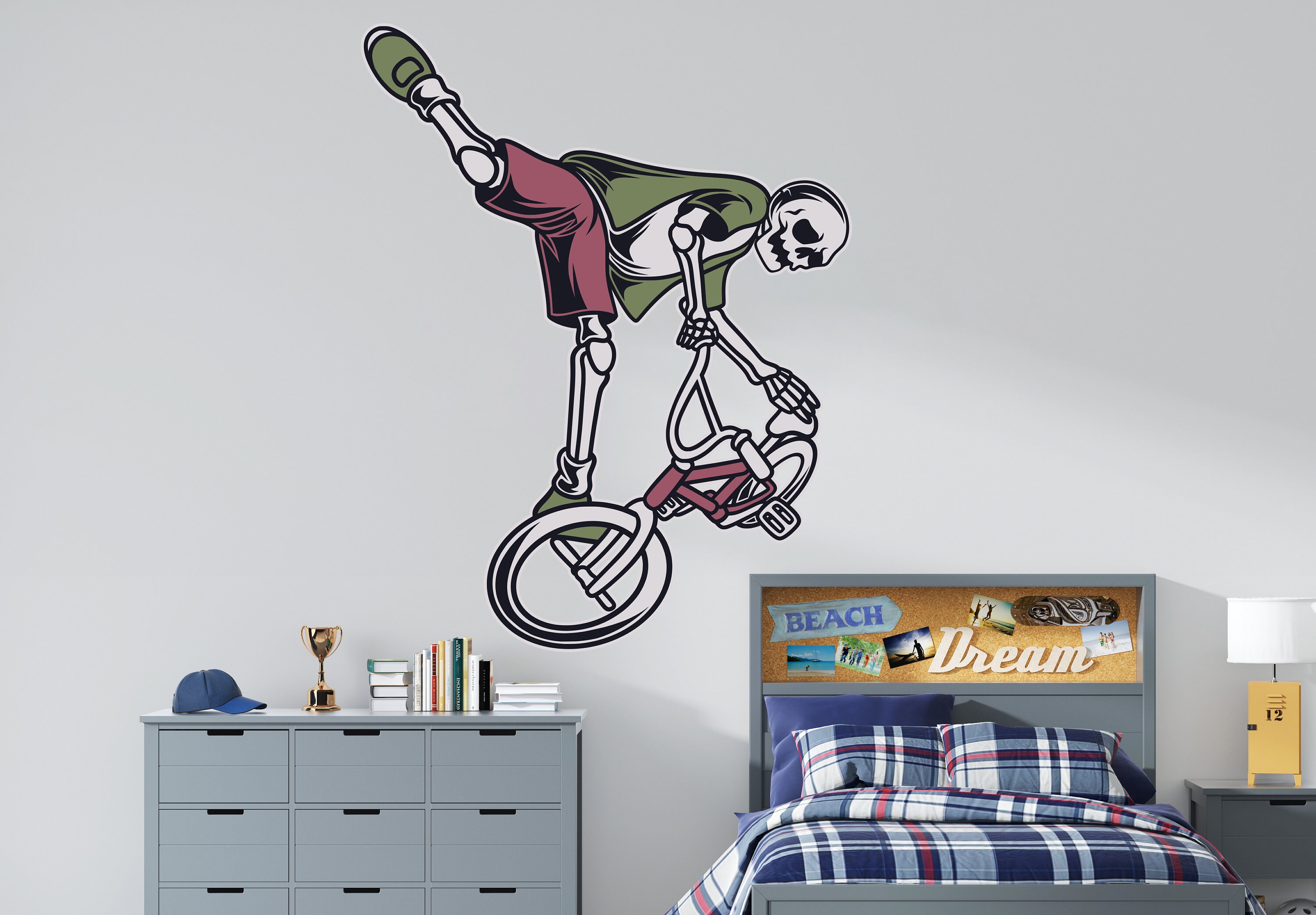 BMX Wall Decal/skeleton Wall Decal/ Mountain Bike Wall Decal/ - Etsy