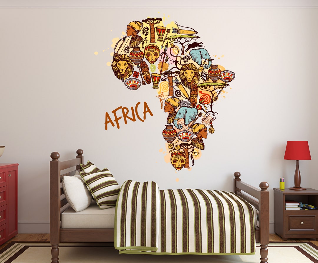 Africa Wall Decal/ Africa Sticker/africa Map Wall Decal - Etsy
