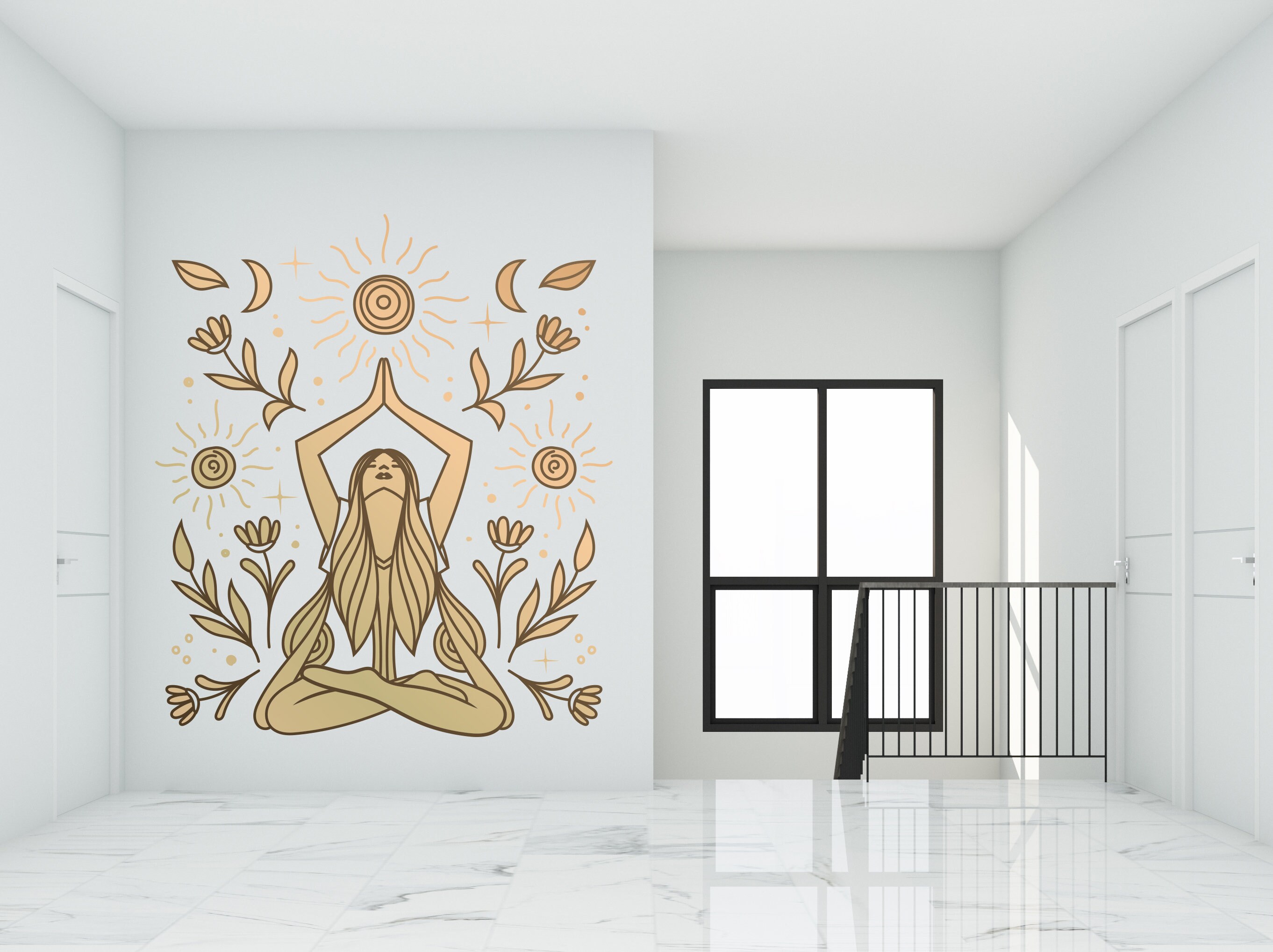 Yoga Wall Decal/ Mandala Wall Decal/ Yoga Studio Decor/ | Etsy