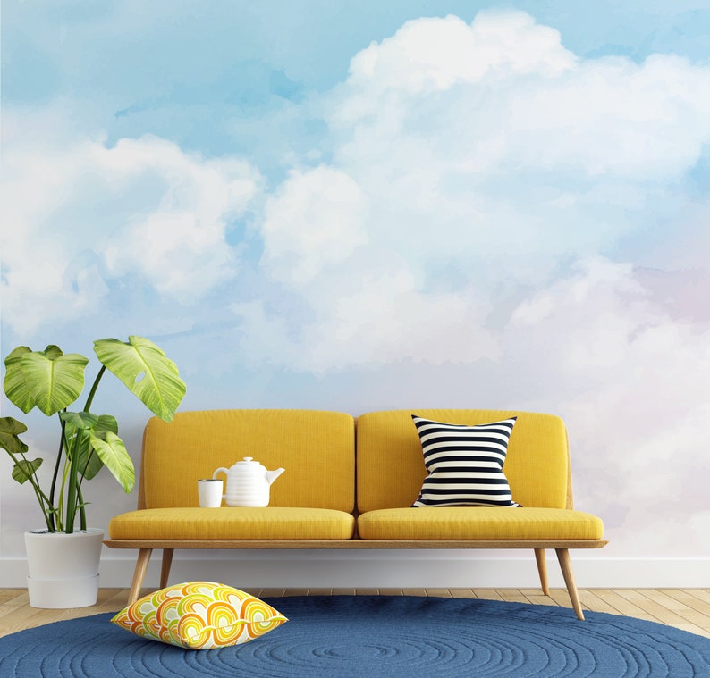 Sky Wall Mural/ Clouds Wall Mural/ Blue Sky Photo Wallpaper/ - Etsy