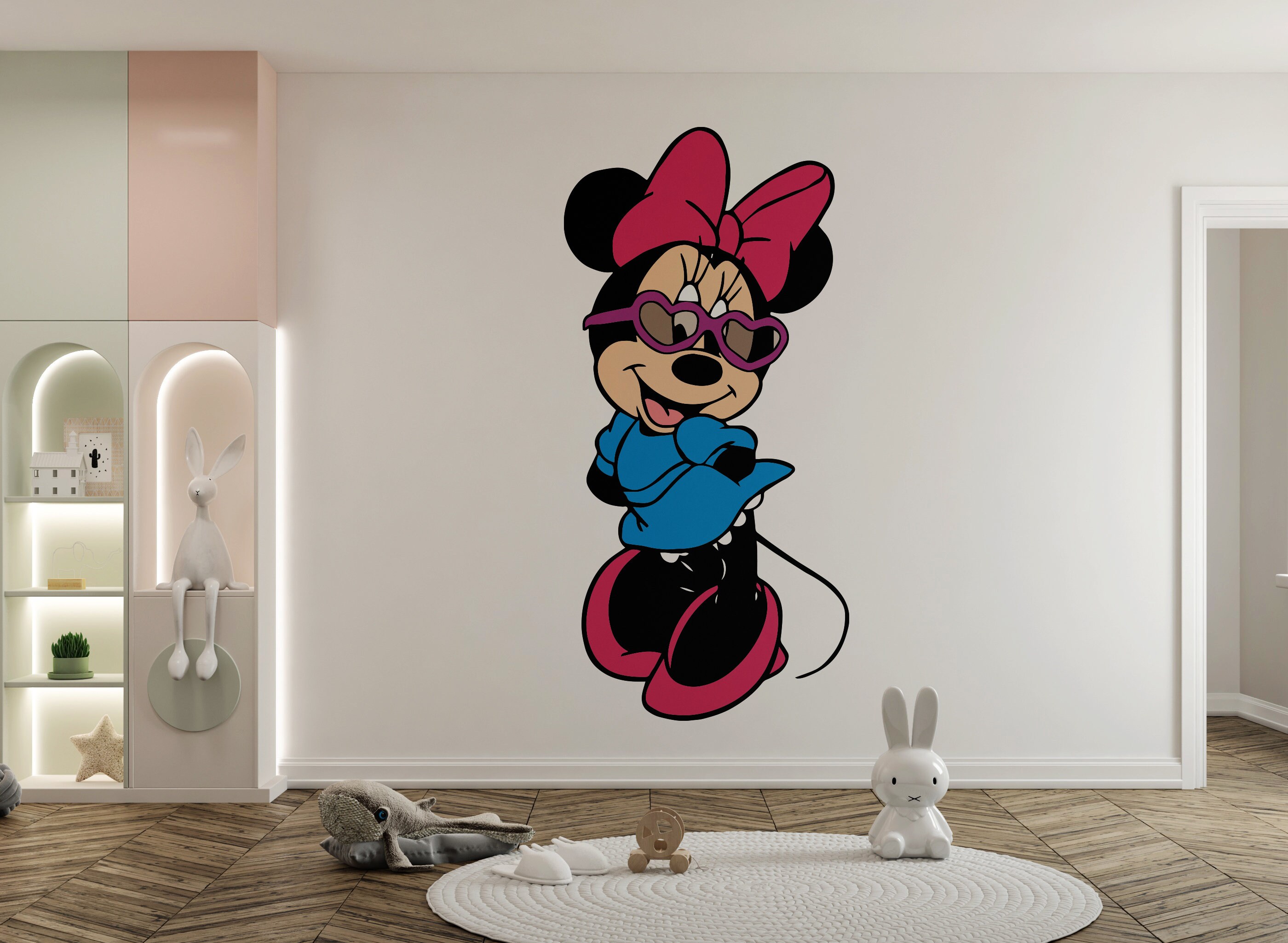 Minnie Mouse Wall Decal Cartoon Wall Decor for Kids Nursery - Etsy