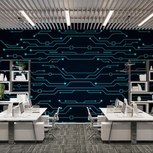 Circuit Board Office Wall Decal/ Gamer Room Decal/ Business Wall Mural ...