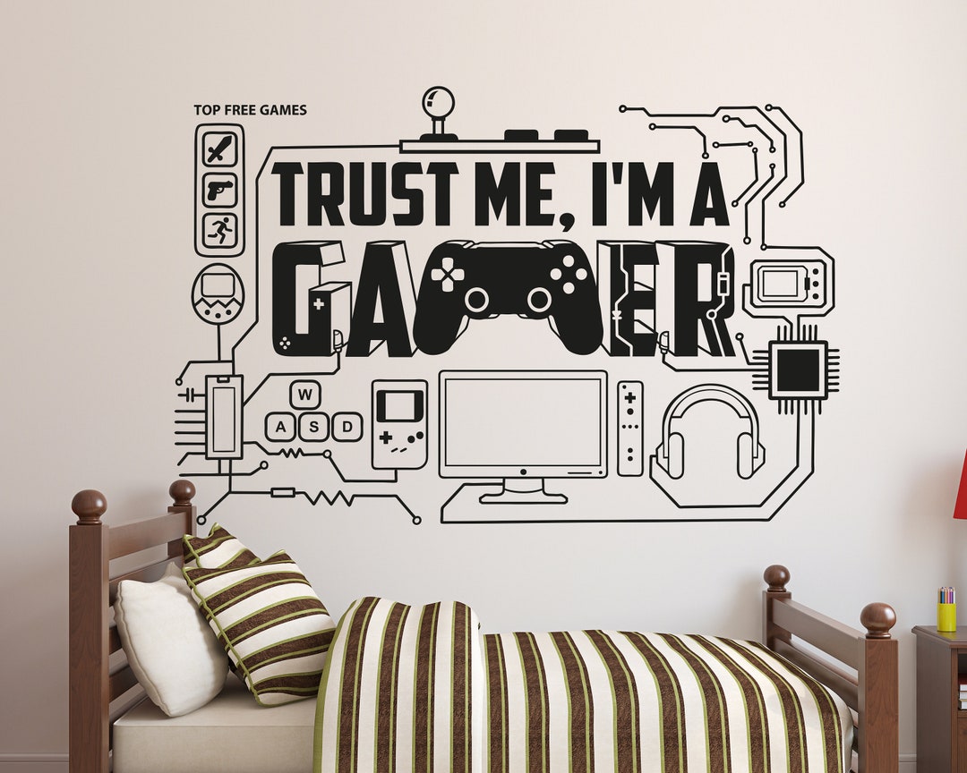 Gamer Wall Decal Video Games Wall Sticker Controller Wall Decor for ...