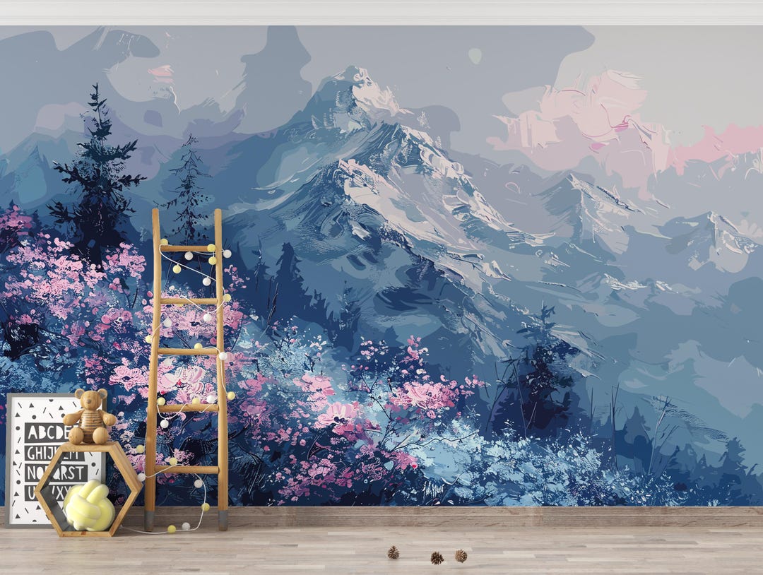 Nature Wall Mural/ Mountain Wall Mural/ Landscape Wallpaper/ Forest ...