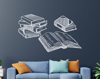 Book Wall Decal/home Interior Decor/ Library Home Interior | Etsy