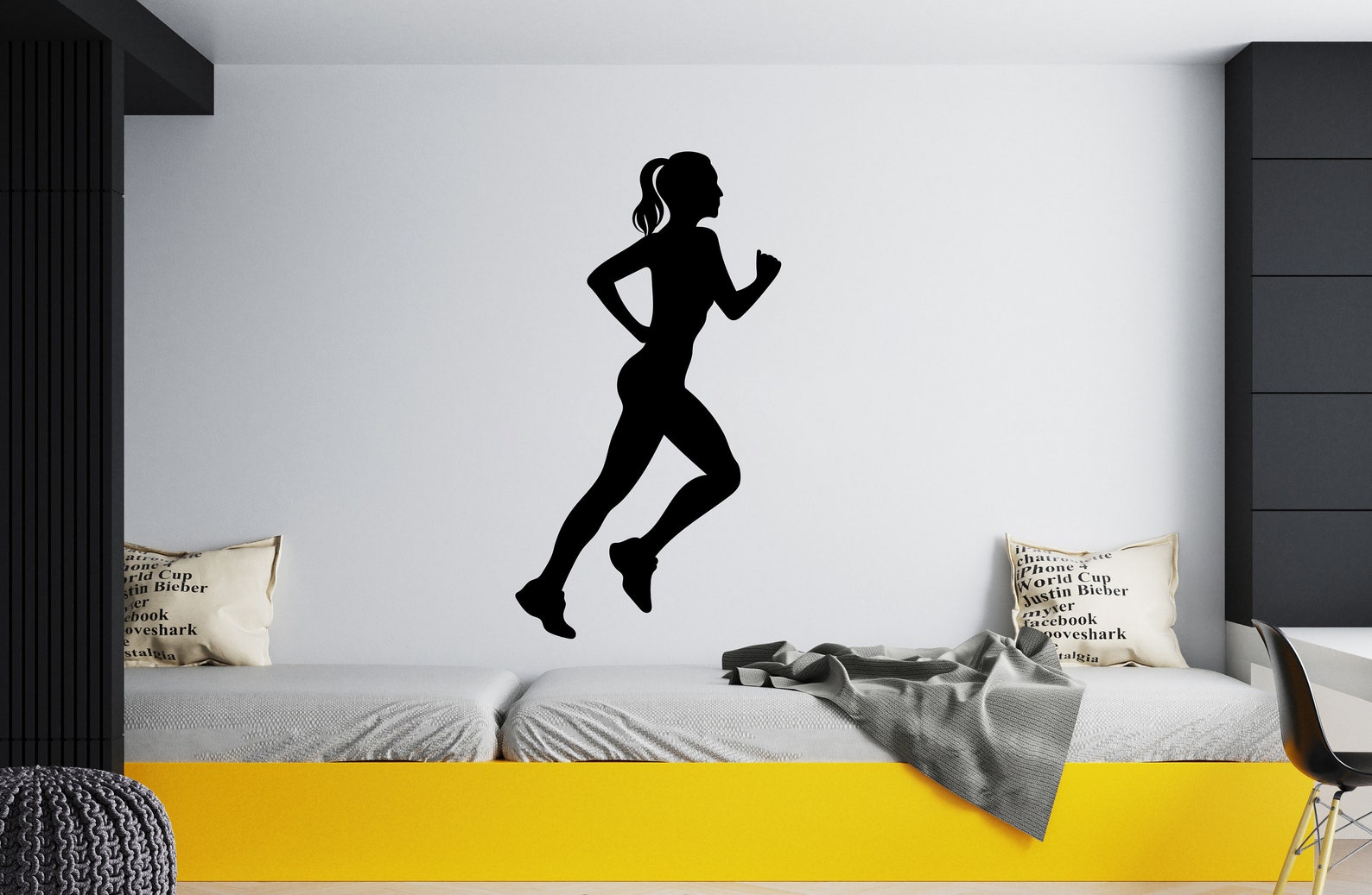 Sports Girls Wall Decal. Sports Boy Wall Decal .girl Running | Etsy