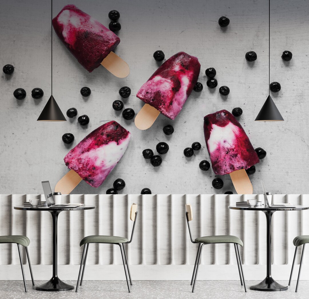 Ice Cream Wall Mural/ 3D Ice Cream Wallpaper/ Ice Cream Wall Art/ Café ...