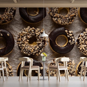 3D Donut Wall Mural/ 3D Donut Wallpaper/ Colorful Wall Mural/ Bakery ...