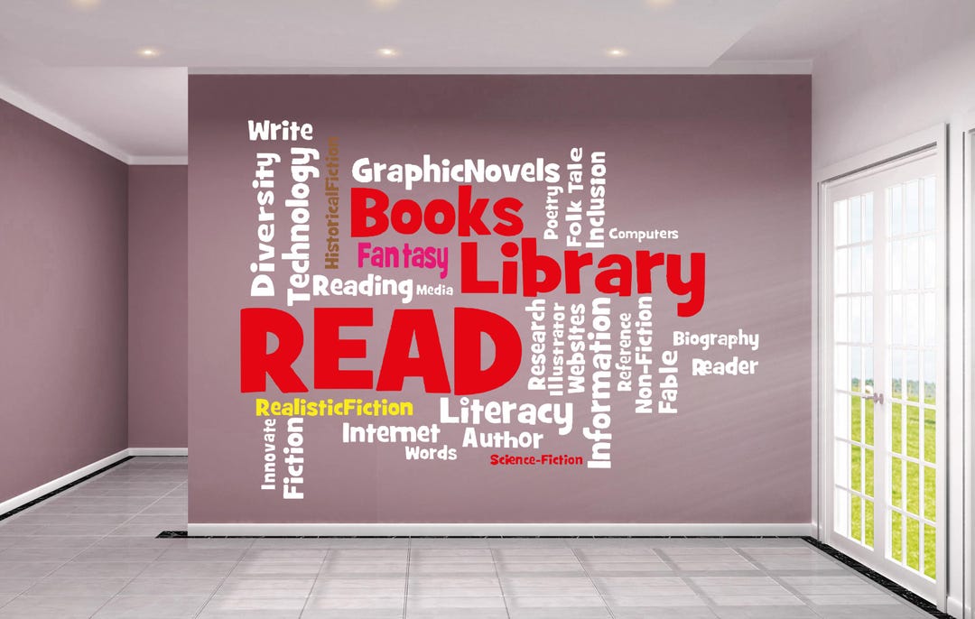 Library Wall Decal/ Classroom Wall Decal/ Reading Wall Decal/ Library ...
