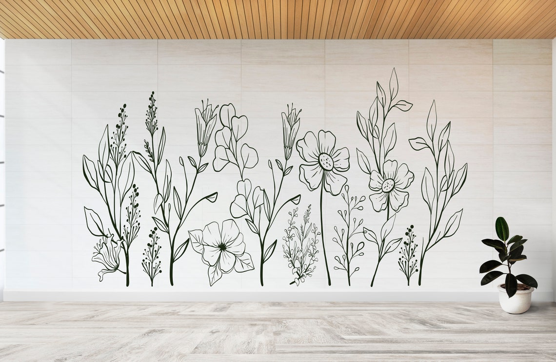 Flowers Wall Decal/ Flowers Wall Decal/ Flower Decals Wall Decor ...