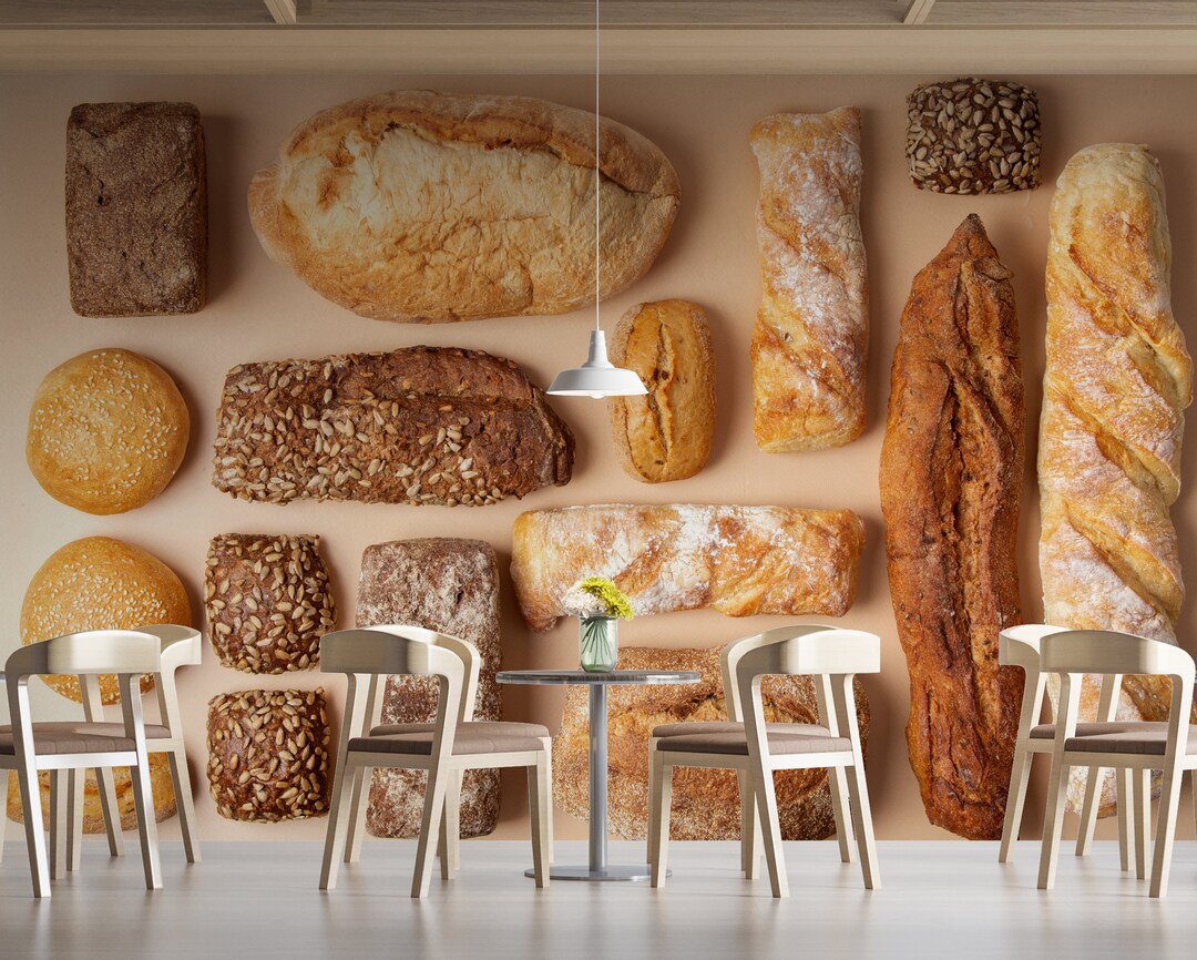 Bakery Wall Mural/ Kitchen Wall Mural/ Colorful Wall Mural/ Bakery Wall ...