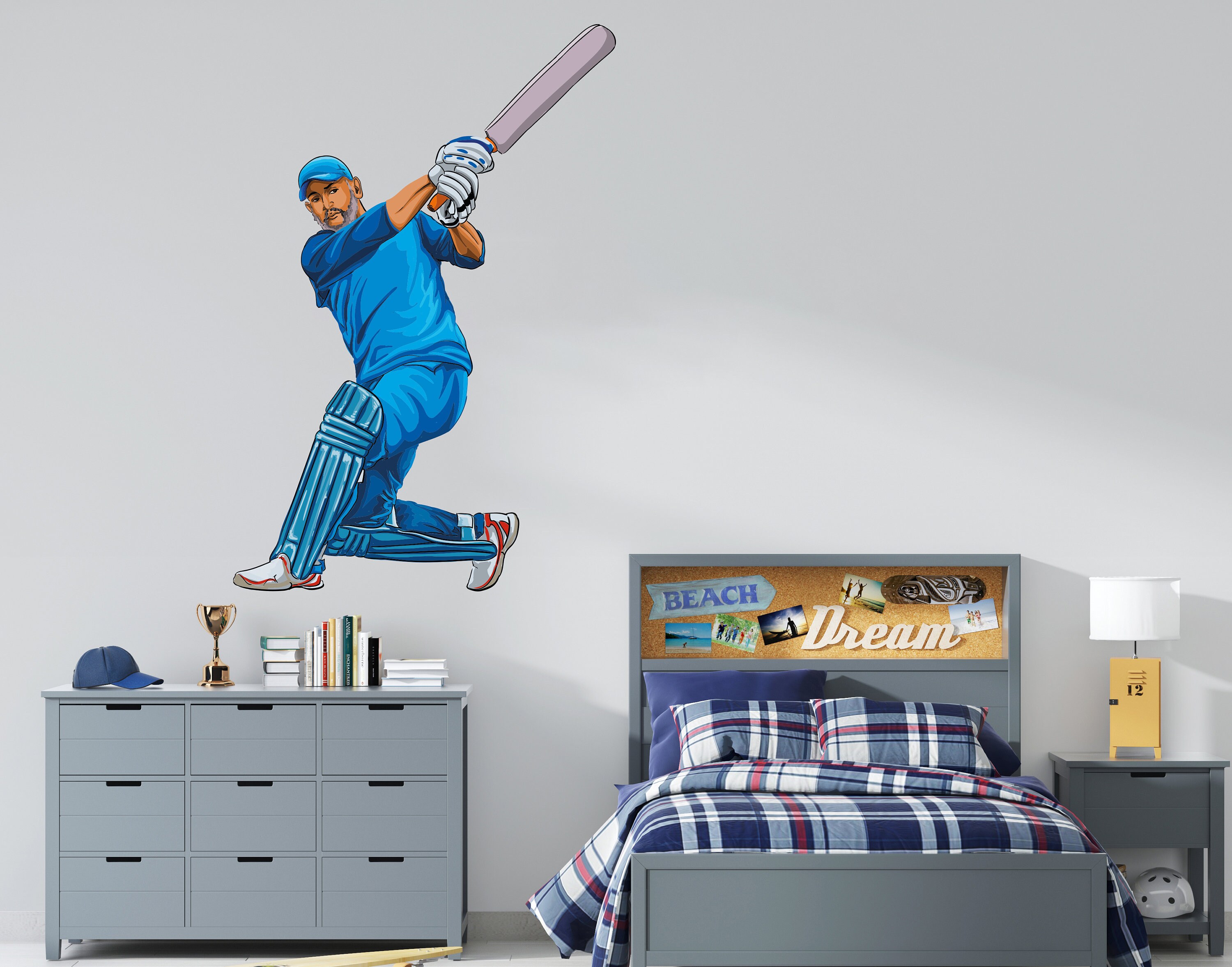 Cricket Wall Decal/ Sports Wall Decal/ Boys Room Decal/ Cricket Player ...