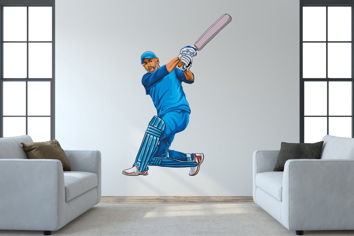 Cricket Wall Decal/ Sports Wall Decal/ Boys Room Decal/ Cricket Player ...