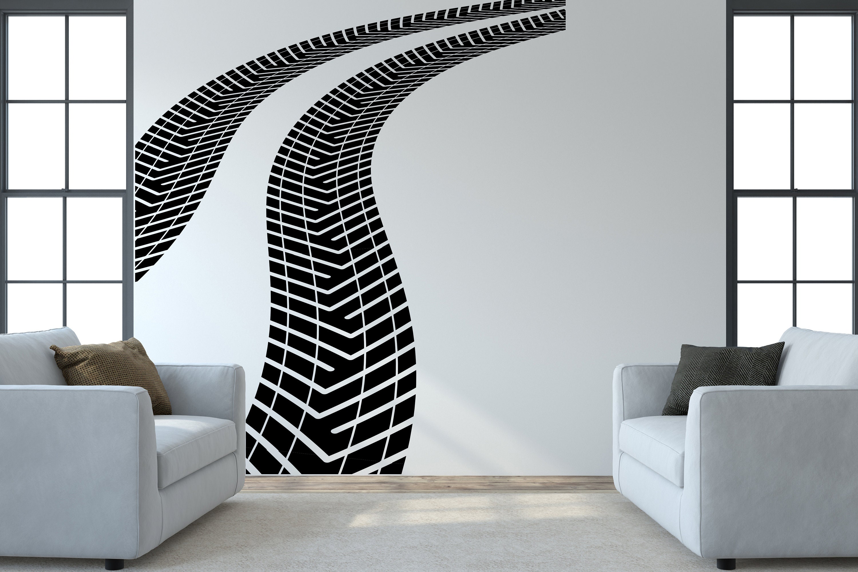 Tire Track Wall Decal/design Interior Home Decor/ Track Decal - Etsy