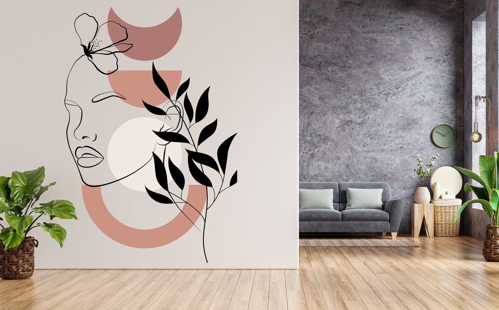 Boho Wall Decal/ Woman Wall Decal/ Abstract Modern Wall Art/ - Etsy
