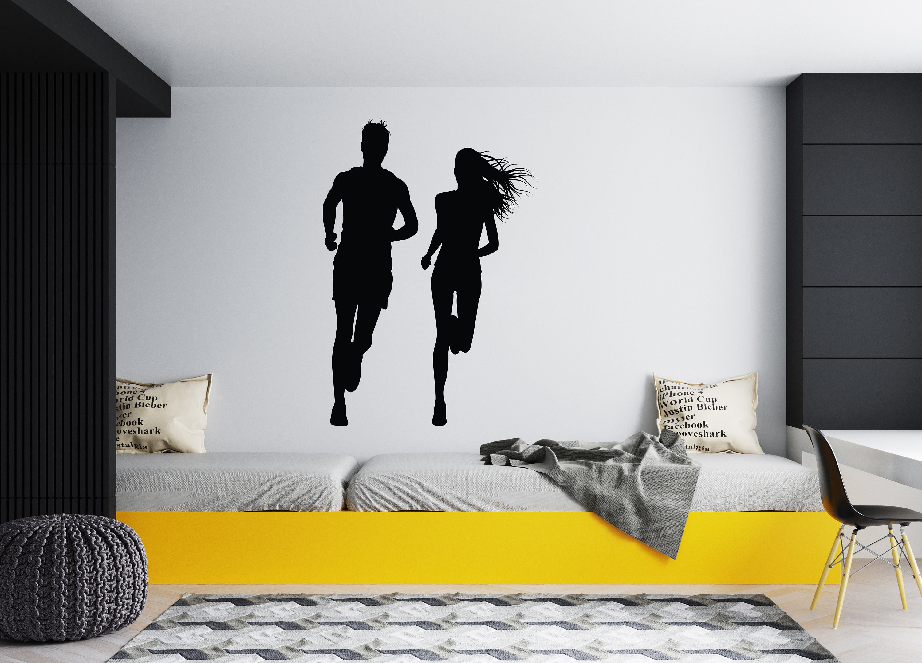 Sports Girls Wall Decal. Sports Boy Wall Decal .girl Running | Etsy