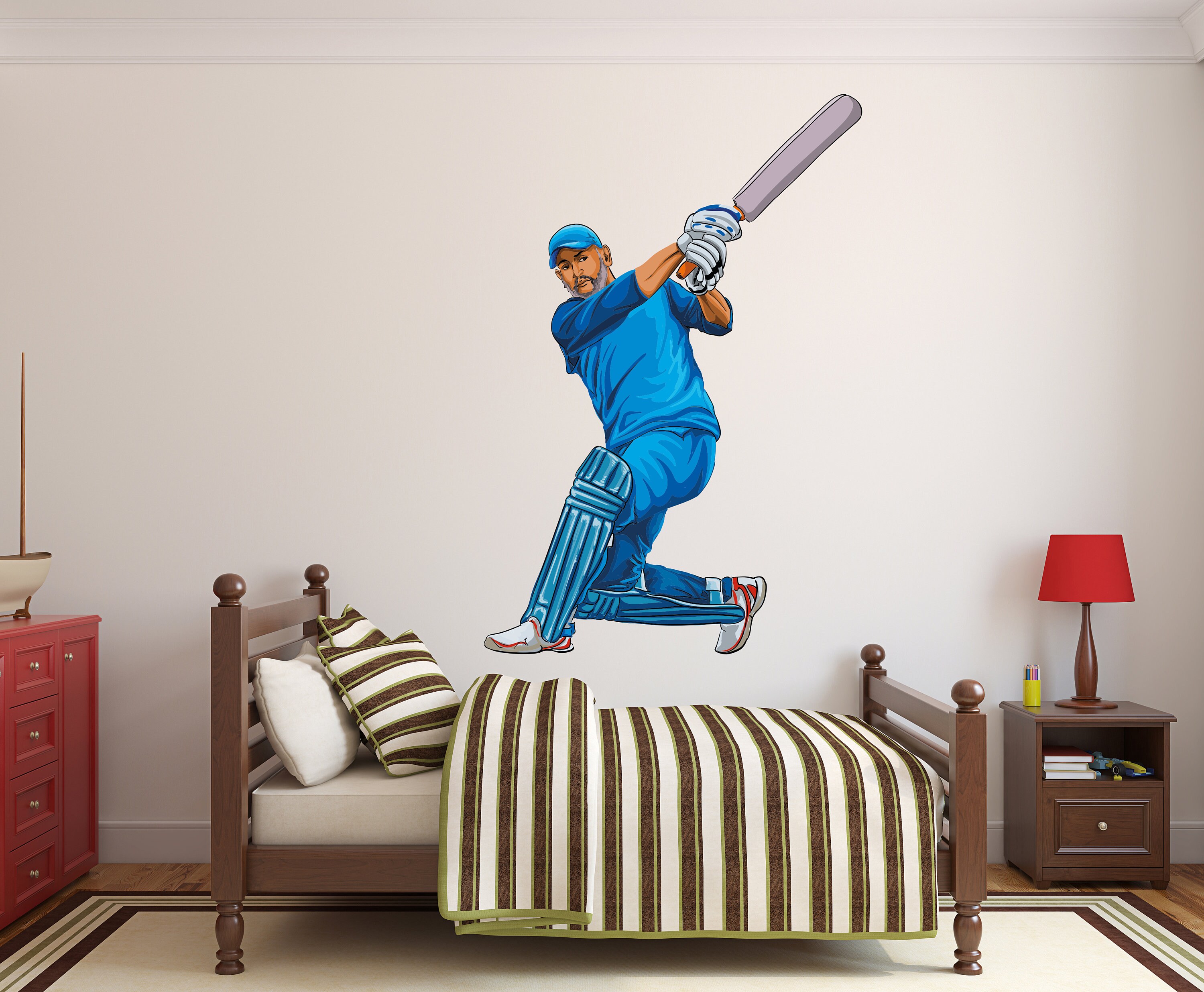 Cricket Wall Decal/ Sports Wall Decal/ Boys Room Decal/ Cricket Player ...