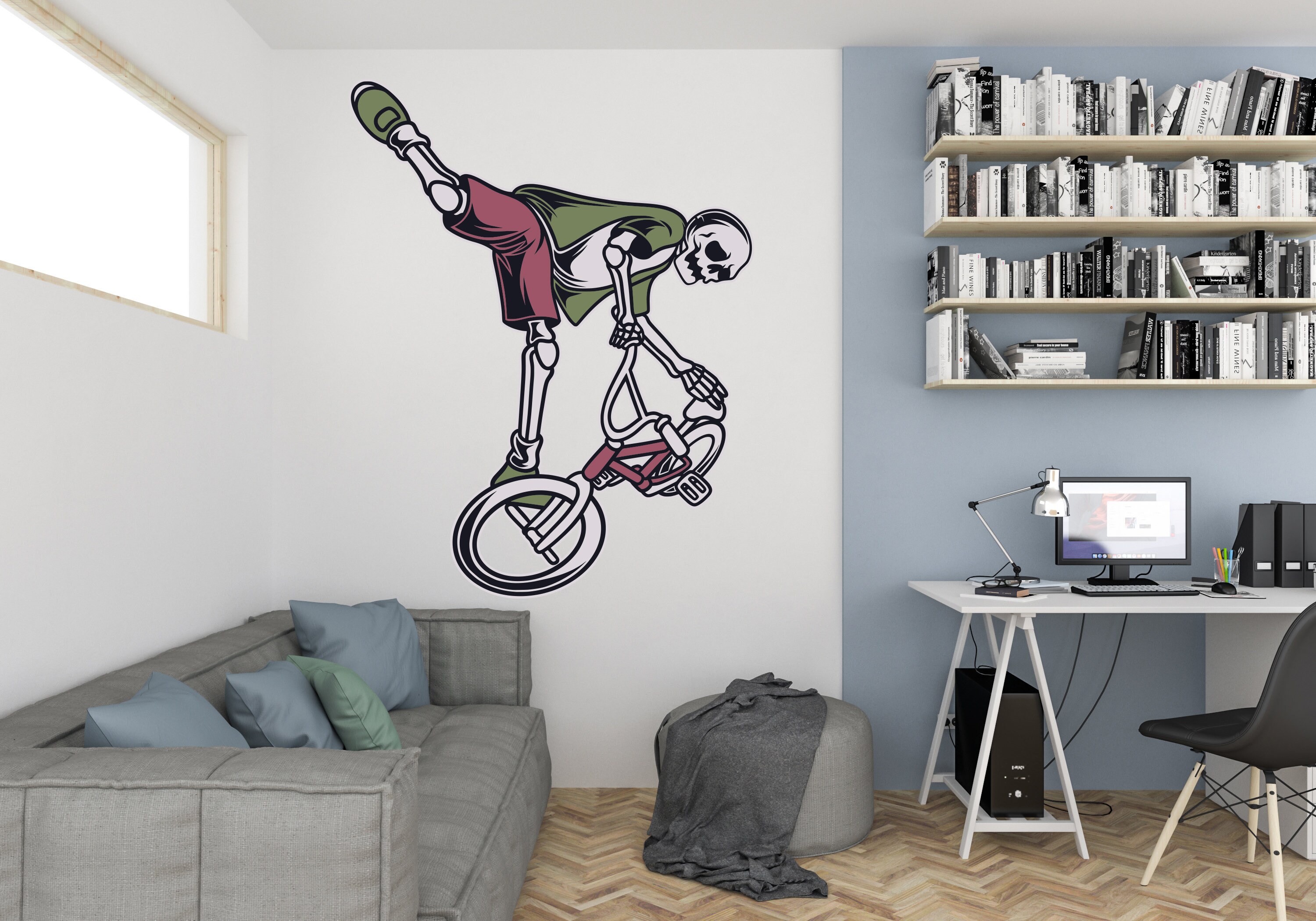 BMX Wall Decal/skeleton Wall Decal/ Mountain Bike Wall Decal/ - Etsy